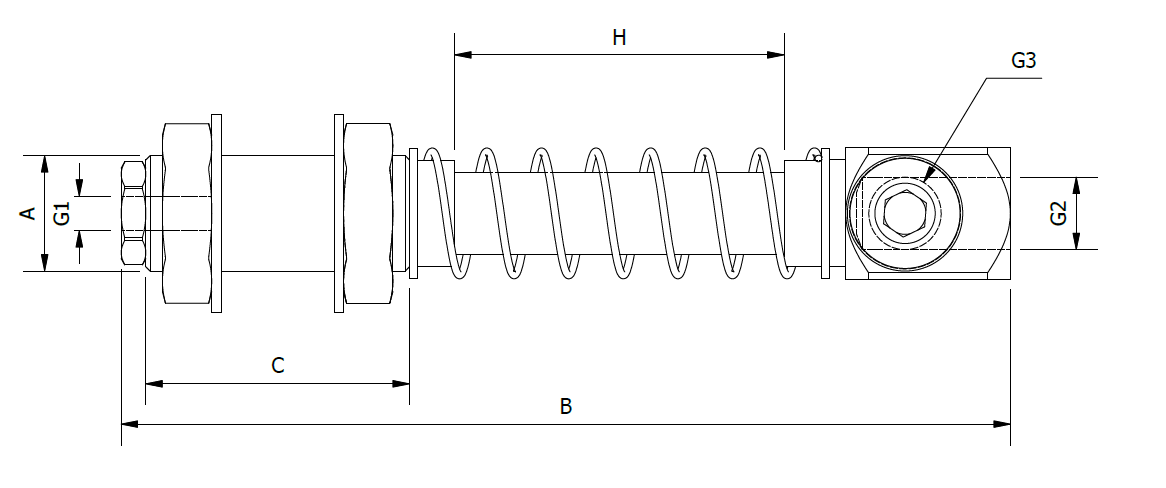 Spring Loaded Vacuum Cup Arm Threaded Body (Non-Rotative) | Mouldpro